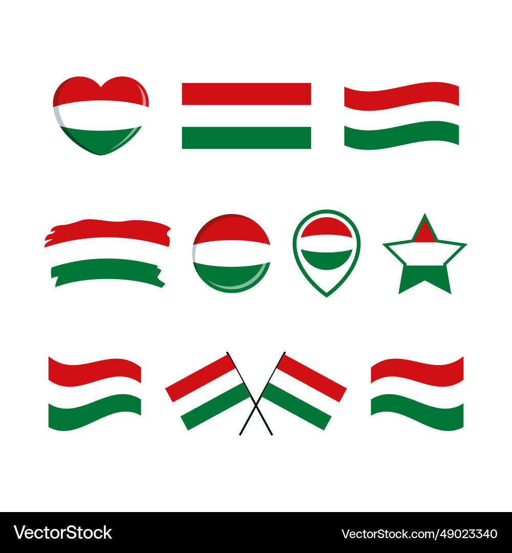 Hungary flag icon set on a white background Vector Image