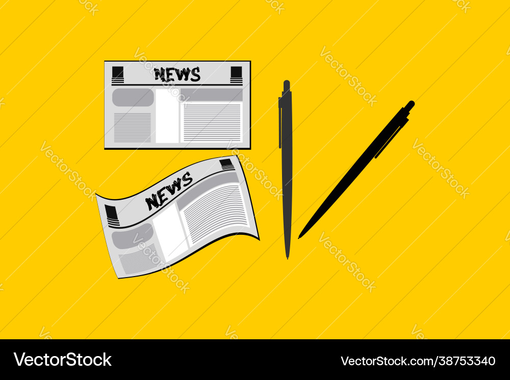 Newspaper and ballpoint pen Royalty Free Vector Image