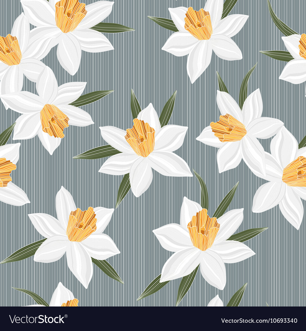 Seamless jonquil flower pattern background Vector Image