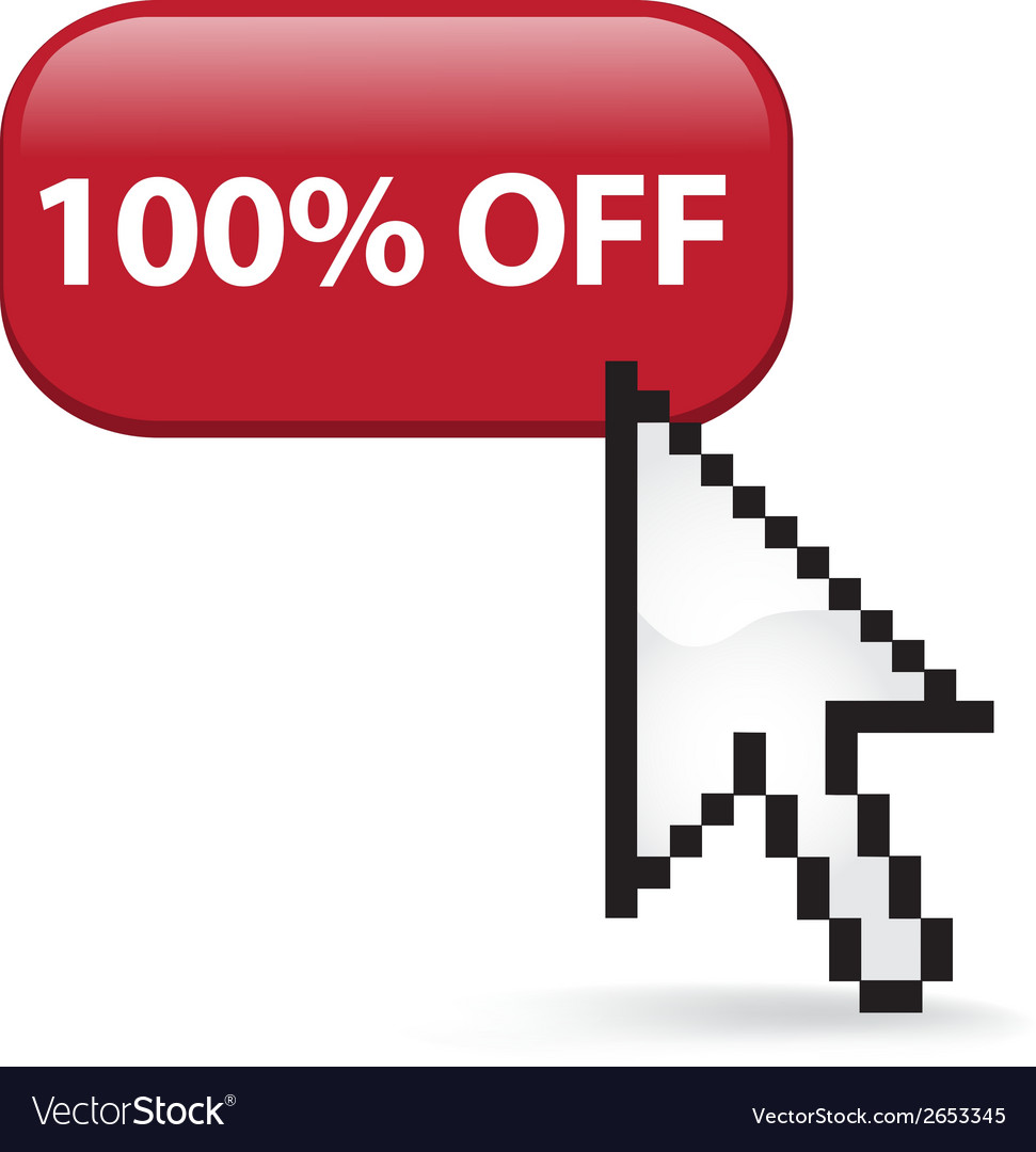 100 off button click Royalty Free Vector Image
