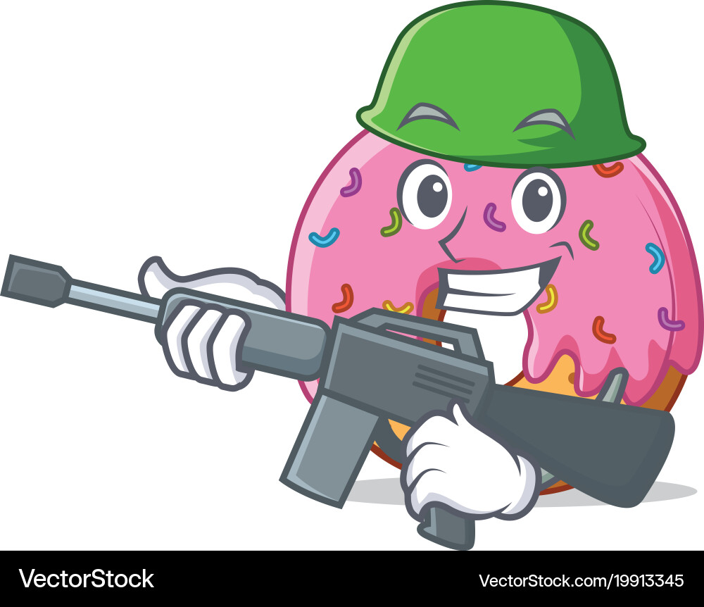 Army donut character cartoon style Royalty Free Vector Image