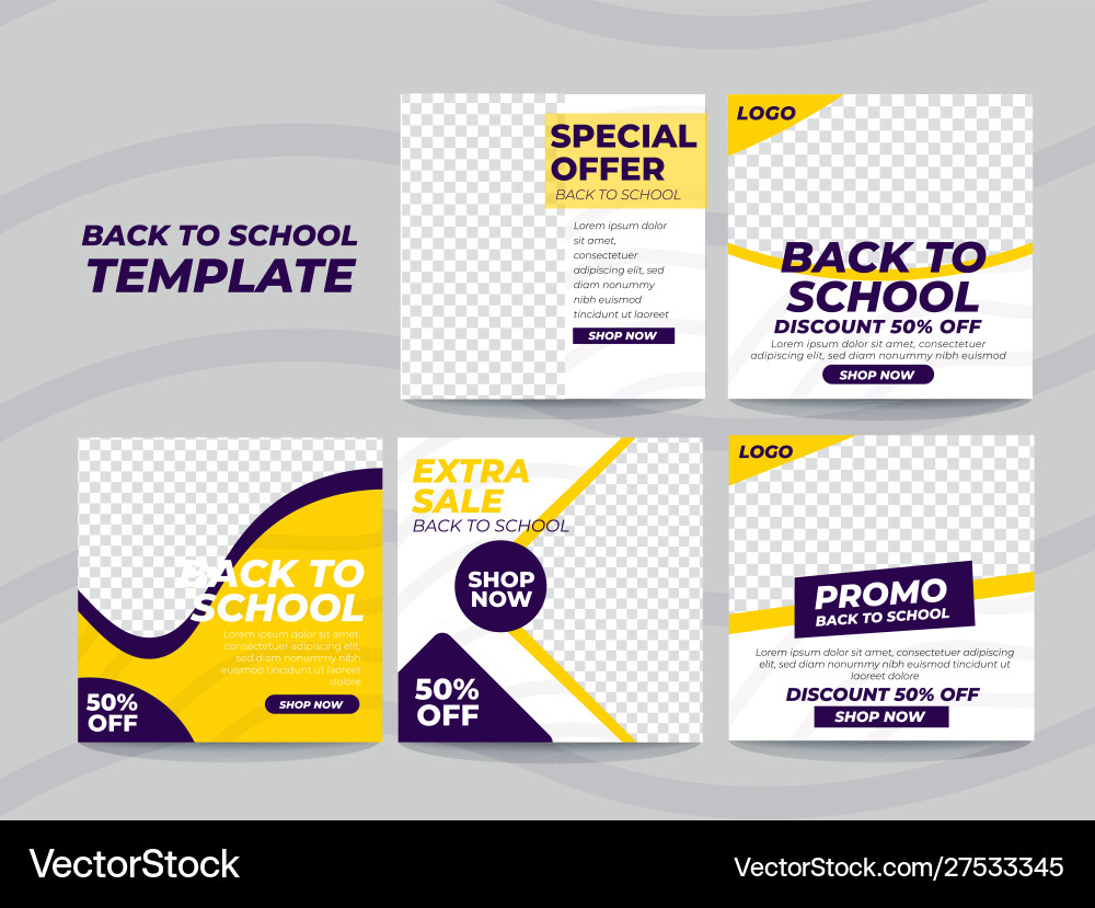 Back to school for social media template Vector Image