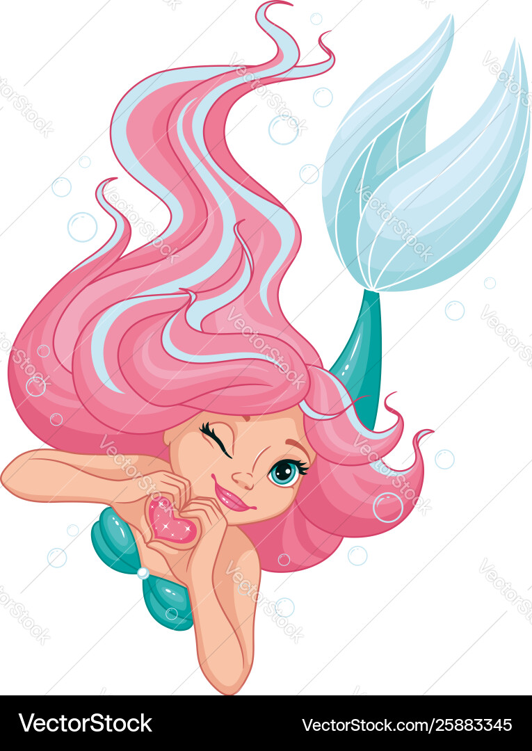 Cute mermaid heart shaped hands Royalty Free Vector Image