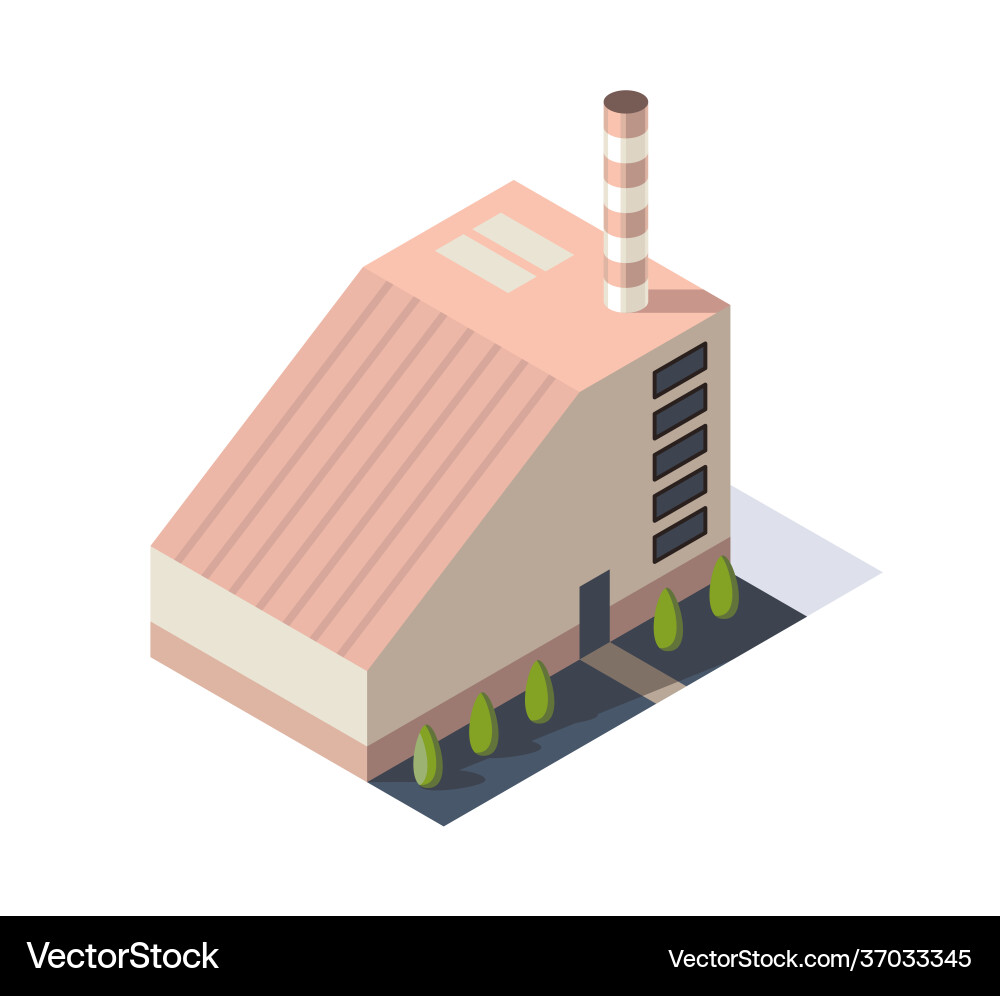 Factory isometric industrial building 3d isolated Vector Image
