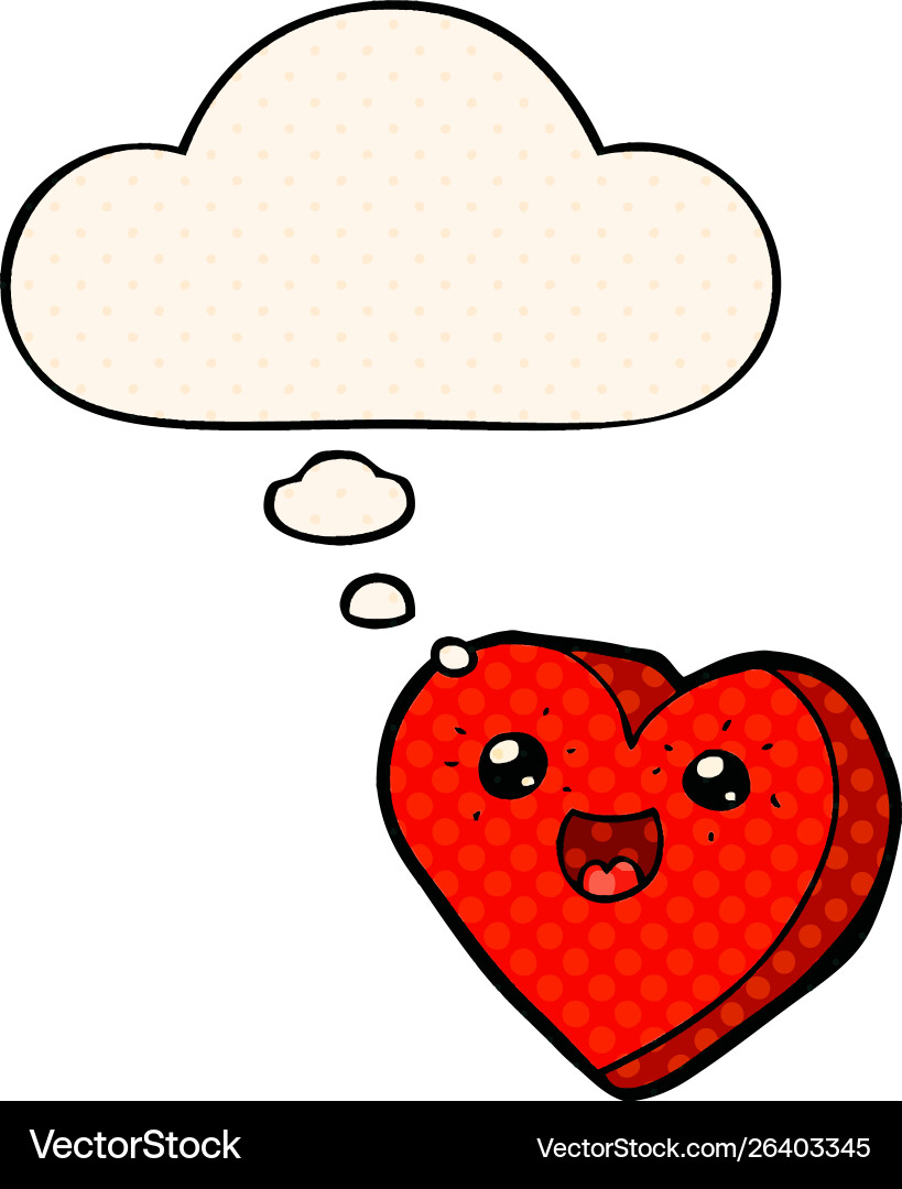 Heart cartoon character and thought bubble Vector Image