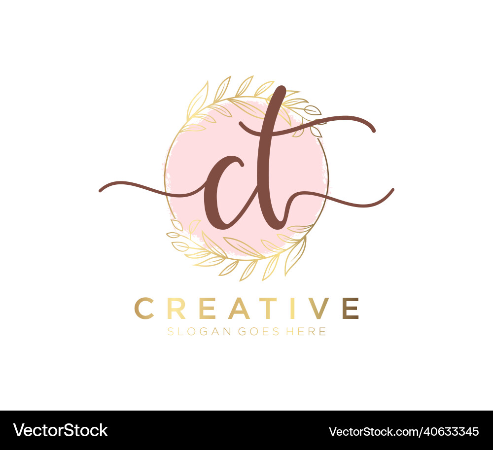 Initial ct feminine logo usable for nature salon Vector Image