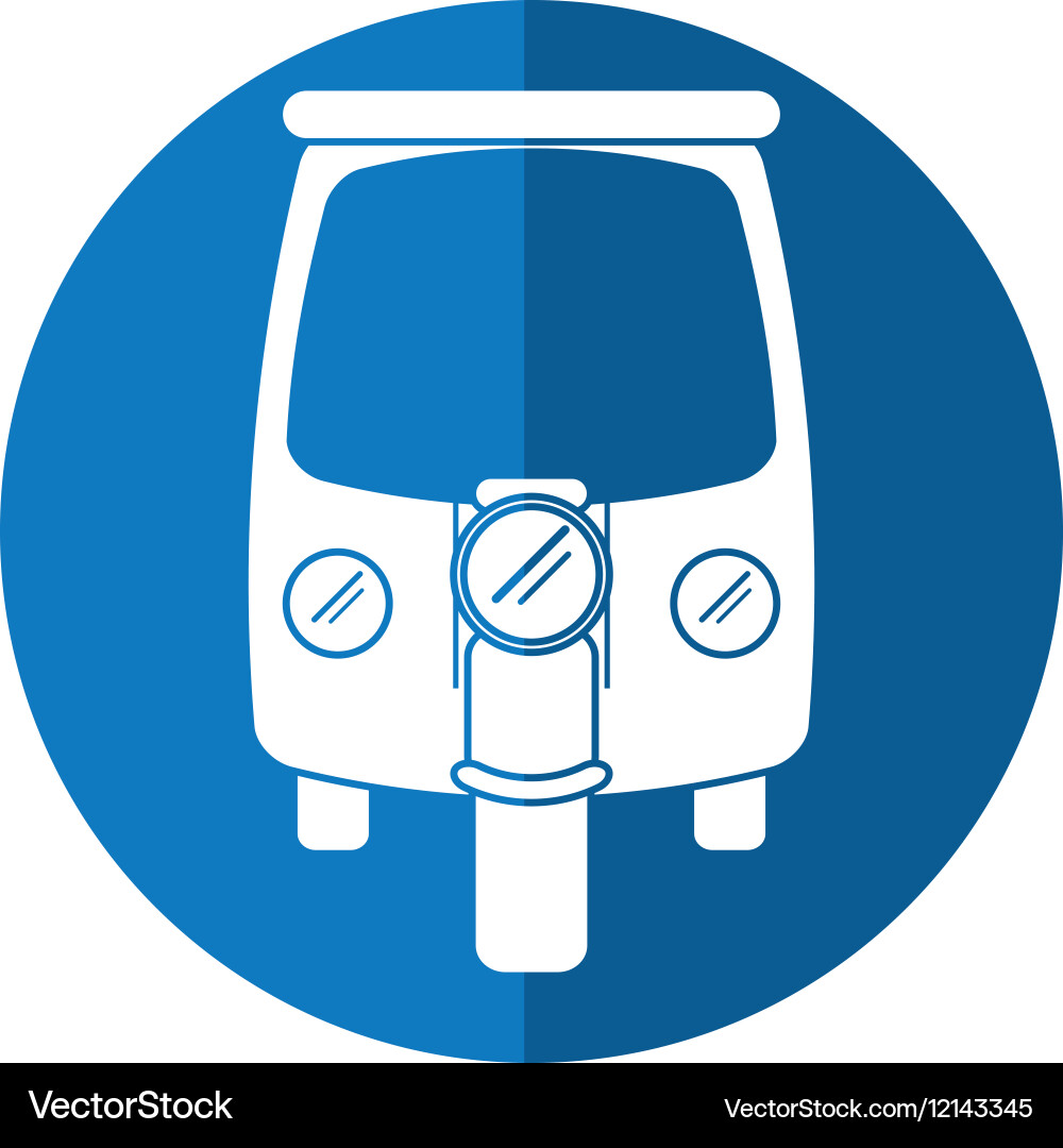 Motor rickshaw transport tricycle blue circle Vector Image