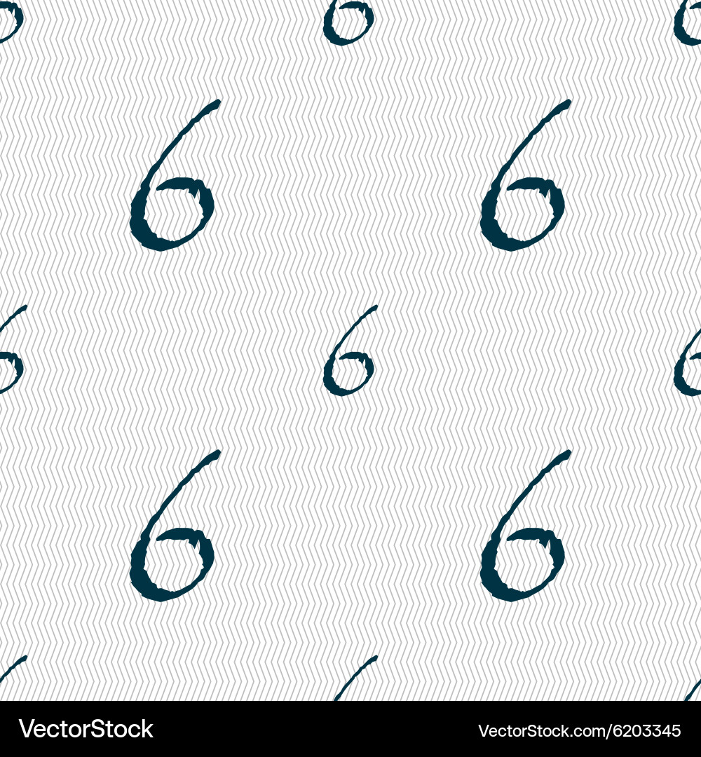 Number six icon sign seamless abstract background Vector Image