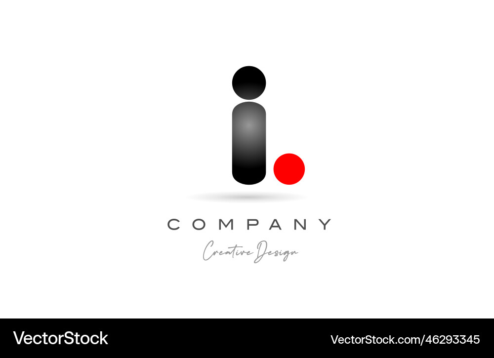 Red black dot i alphabet letter logo icon design Vector Image