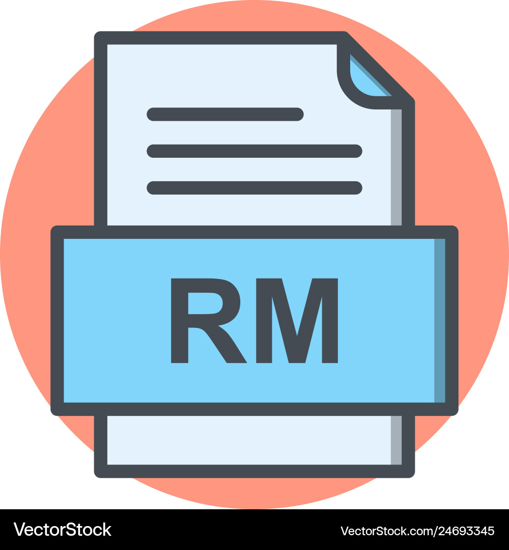 Rm file document icon Royalty Free Vector Image