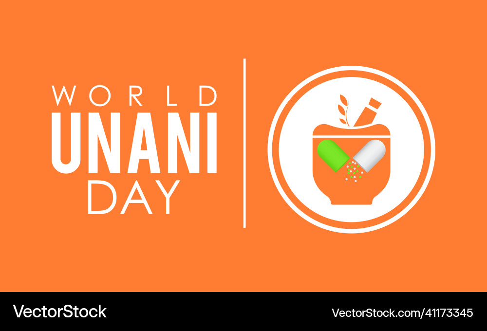 World unani day herbal concept template Royalty Free Vector