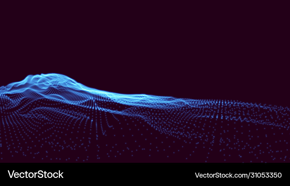 Abstract digital landscape with flowing particles Vector Image