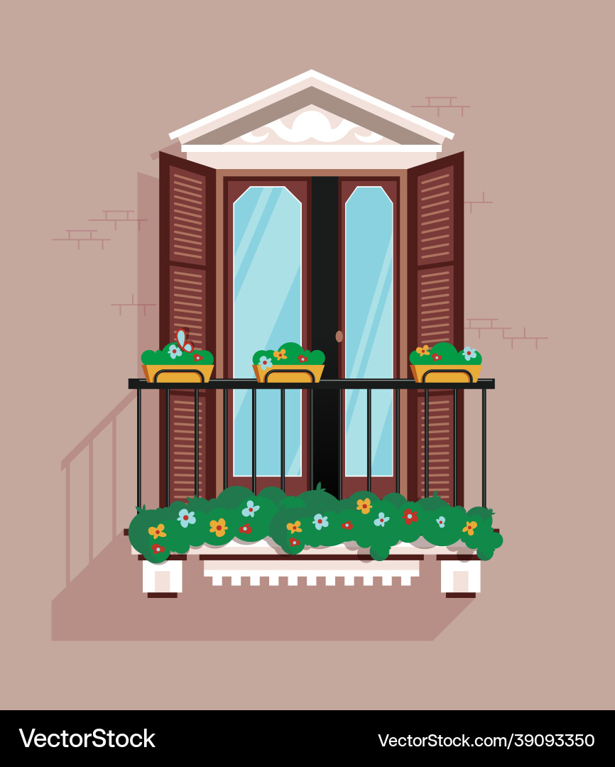 Balcony with steel railings Royalty Free Vector Image