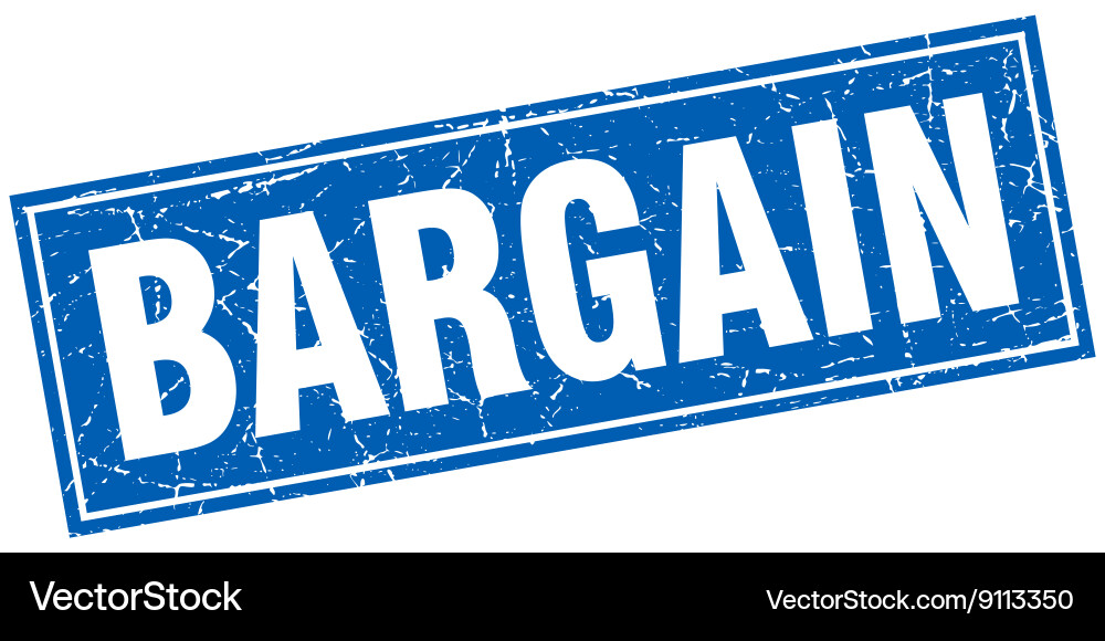 Bargain blue square grunge stamp on white Vector Image