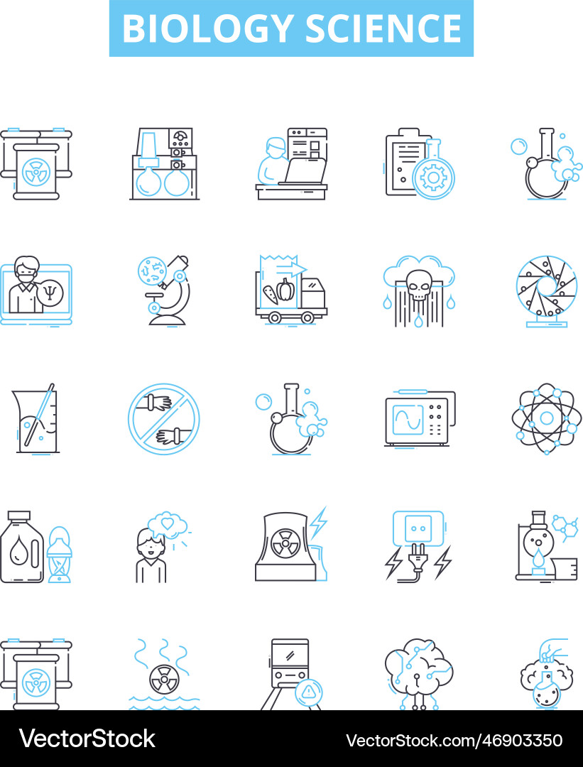 Biology science line icons set Royalty Free Vector Image