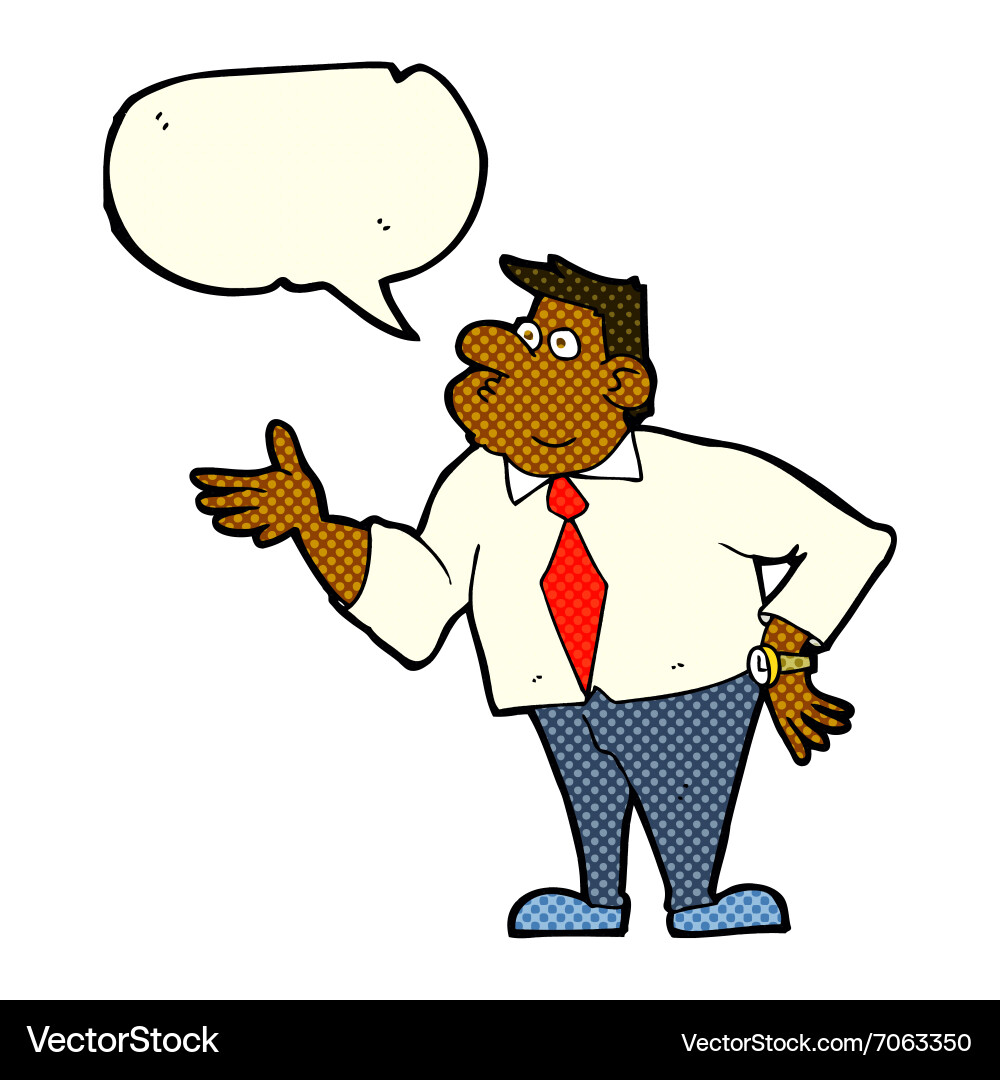 Cartoon businessman asking question with speech Vector Image