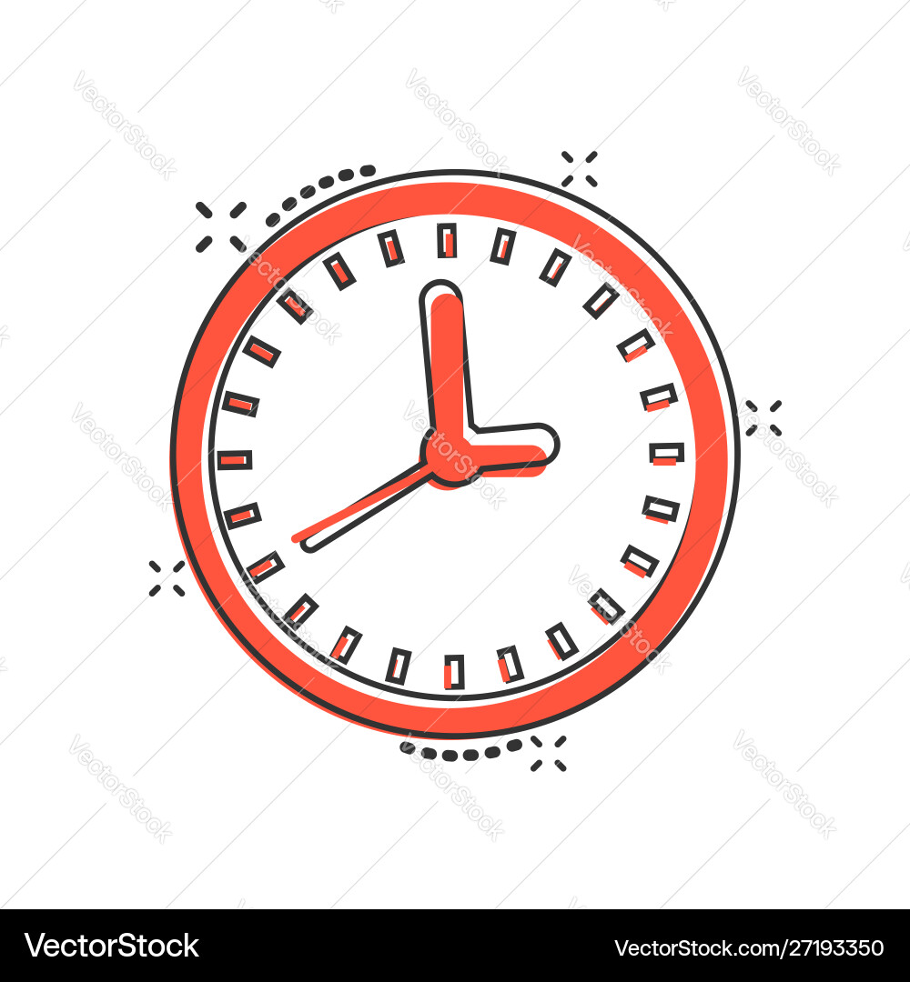 Clock sign icon in comic style time management Vector Image