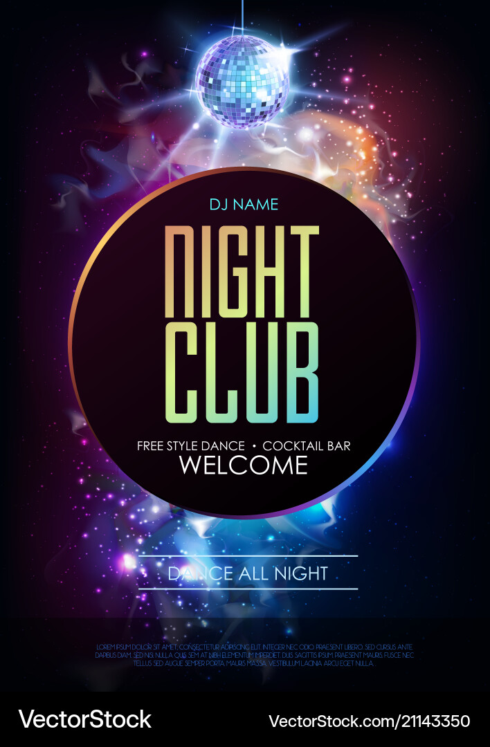 Disco ball background disco party poster on open Vector Image