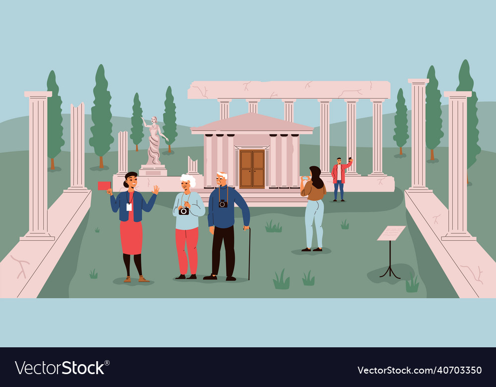 Excursion flat color background Royalty Free Vector Image