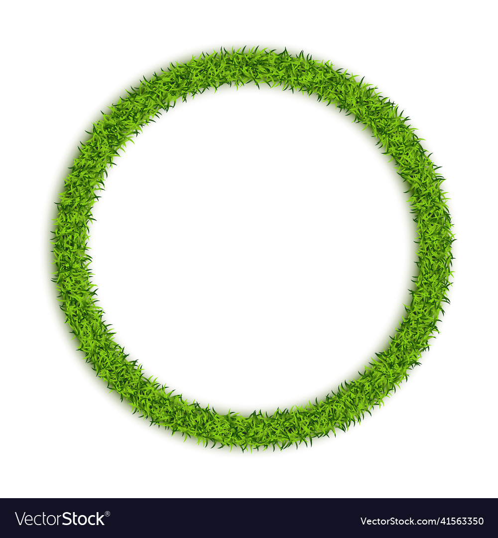 Green Grass Circle Frame Background Grassy Round Vector Image