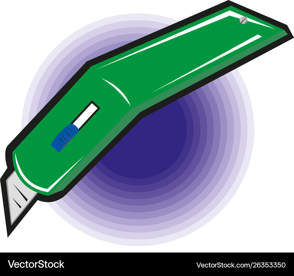 Green stationery knife eps10 Royalty Free Vector Image