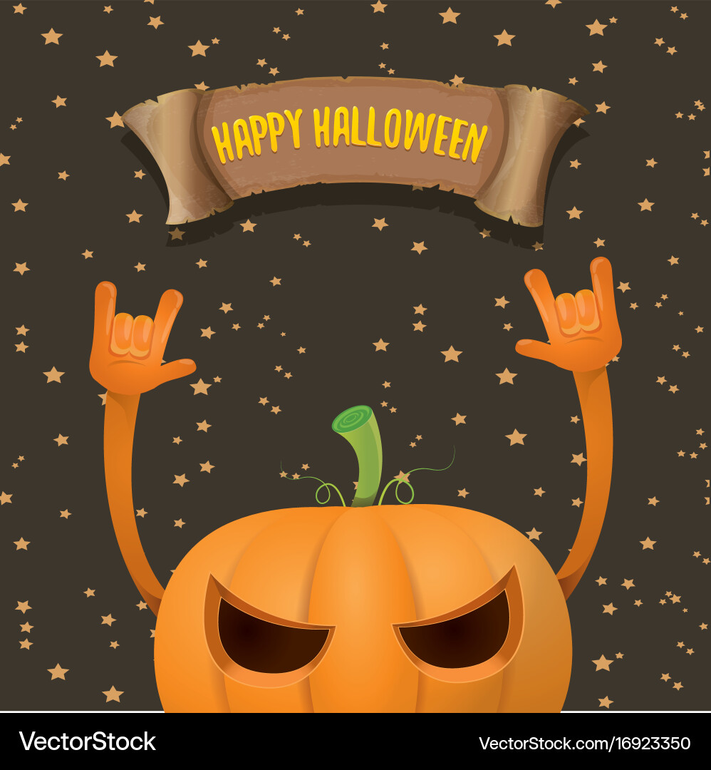 Halloween n roll pumpkin character Royalty Free Vector Image