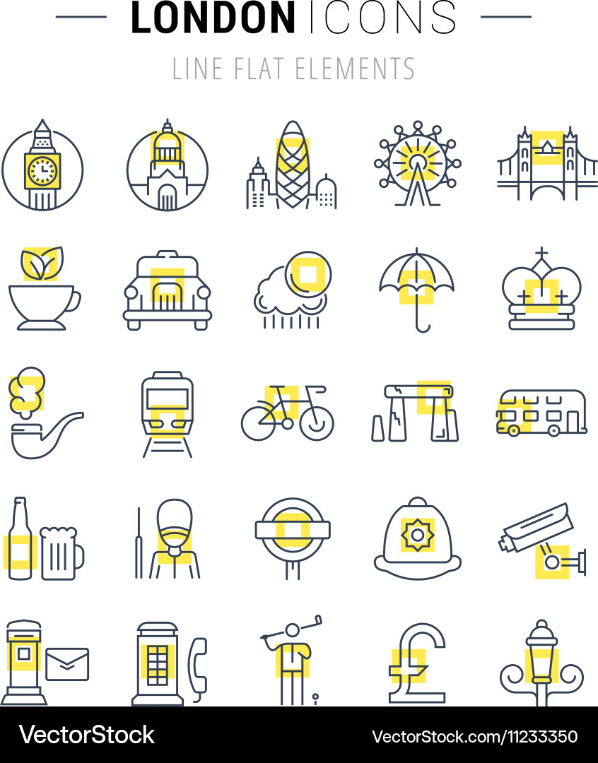 London line icons 7 Royalty Free Vector Image - VectorStock