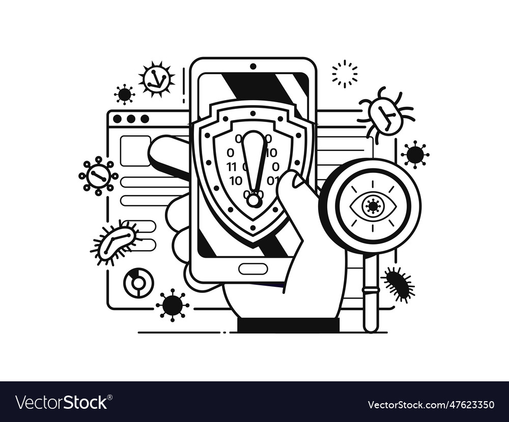 Mobile virus protection and cyber security concept