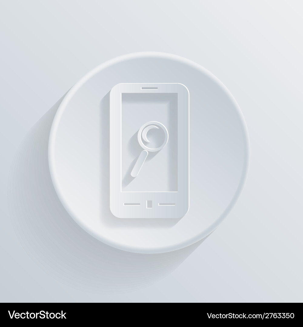 Paper circle icon smartphone magnifying glass Vector Image