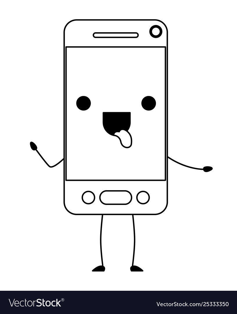 Smartphone device kawaii character Royalty Free Vector Image