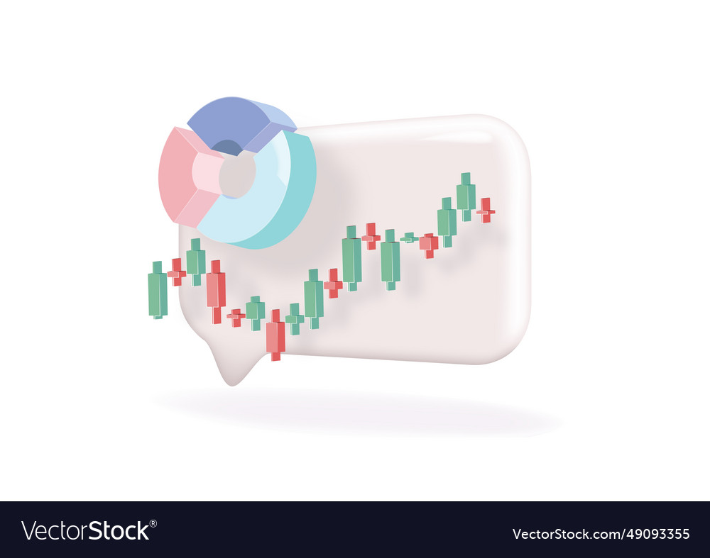 3d stock trade investment graph icon in market 3d Vector Image