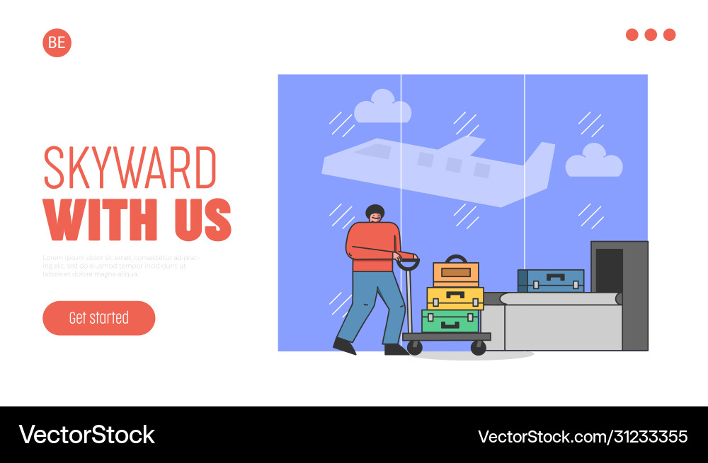 Airport security check website landing page man Vector Image