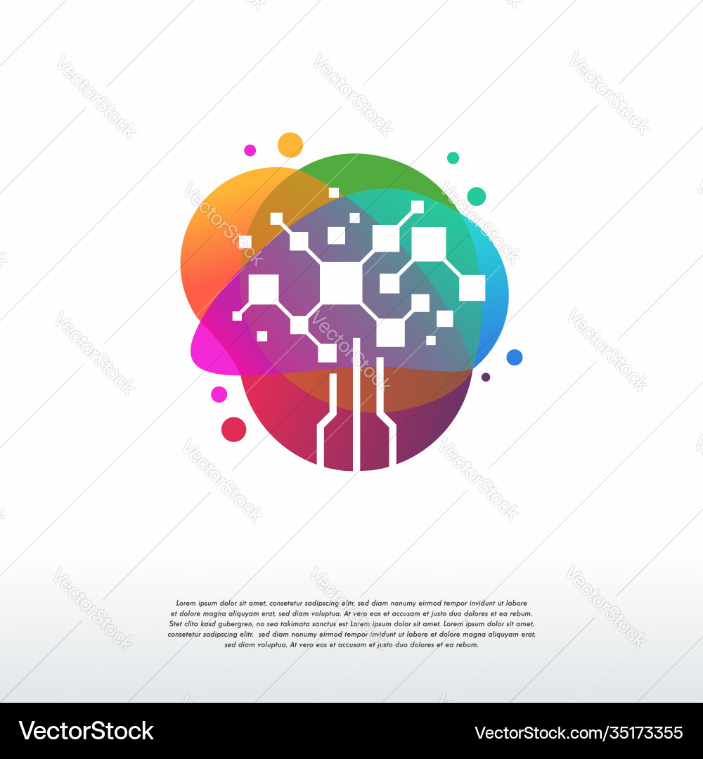 Colorful modern digital tree logo designs concept Vector Image