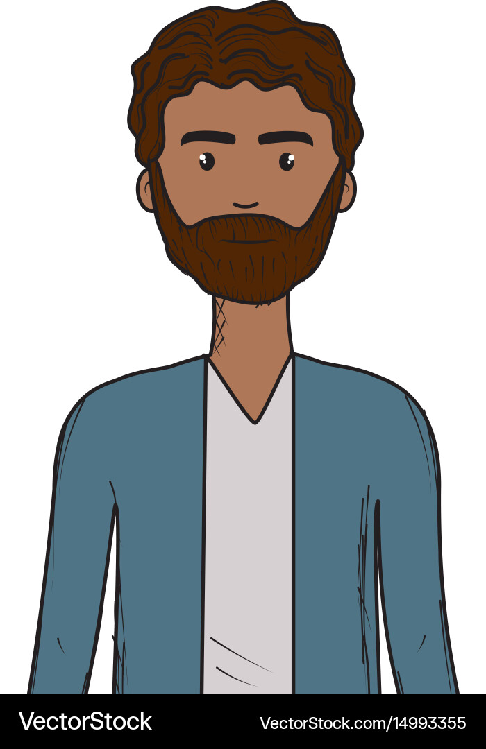 Cute man with hairstyle and beard Royalty Free Vector Image