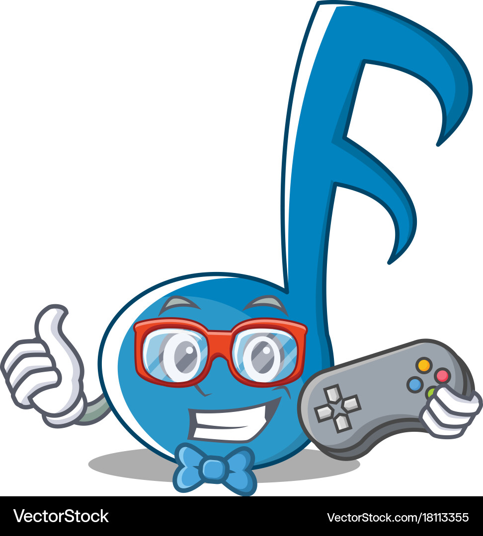 Gamer music note character cartoon Royalty Free Vector Image
