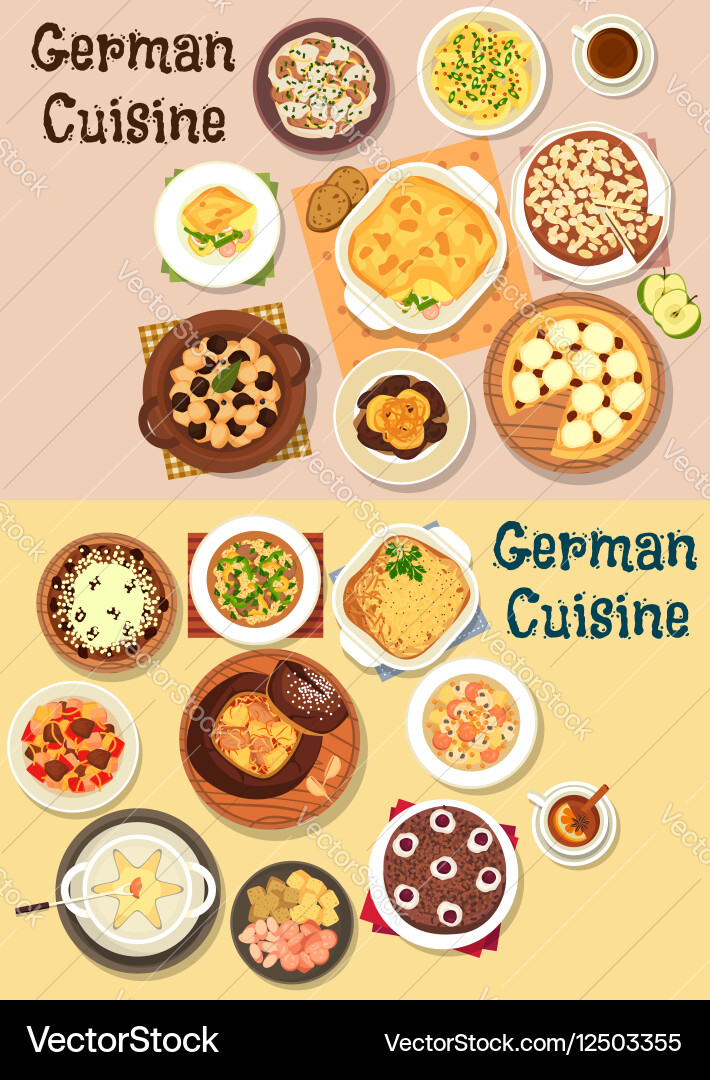 German cuisine dinner icon set for menu design Vector Image