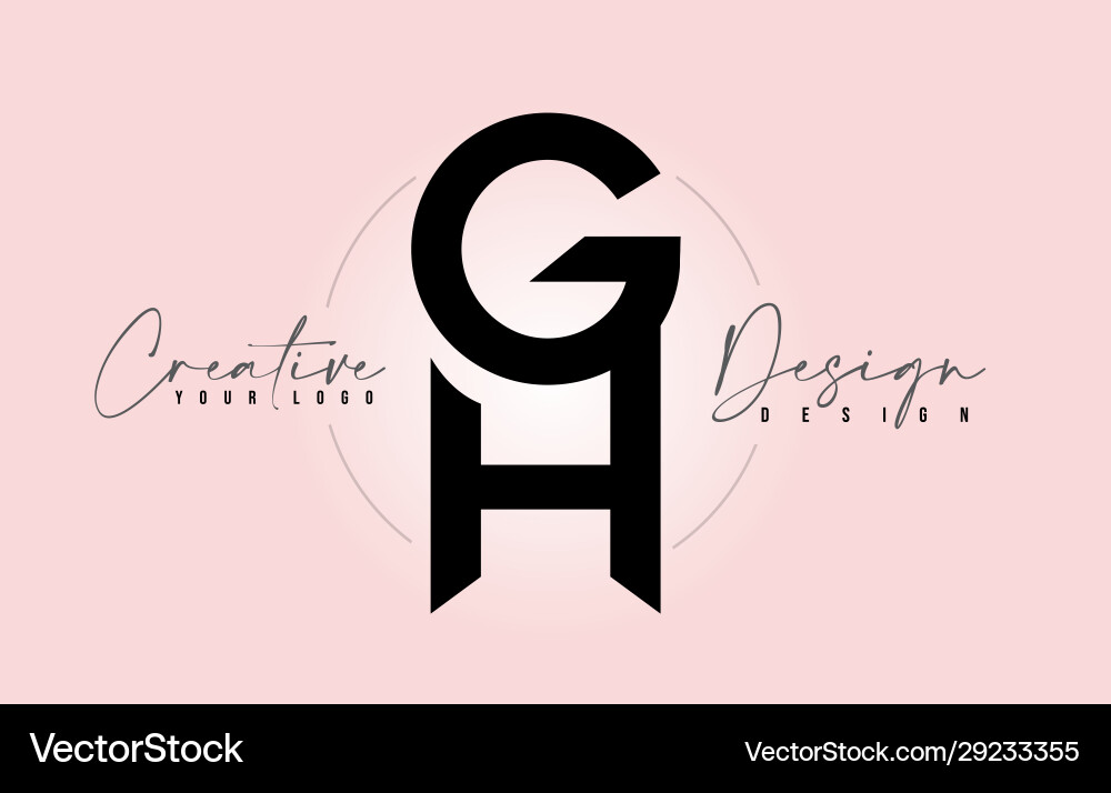 Gh letter design icon logo with letters one Vector Image