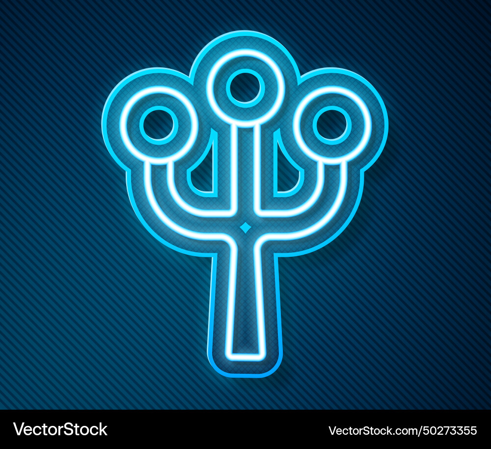 Glowing neon line blossom tree branch Royalty Free Vector