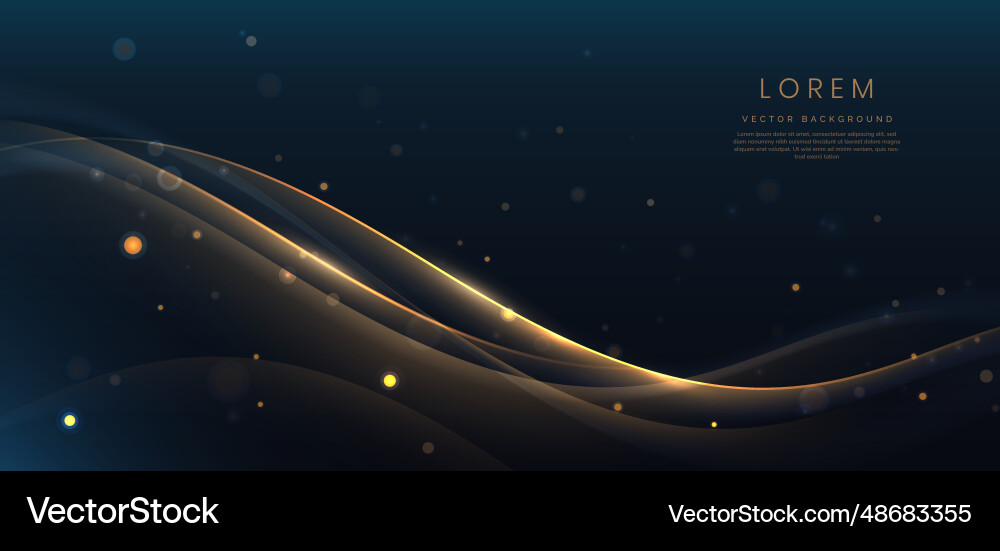 Gold curved ribbon on dark blue background Vector Image