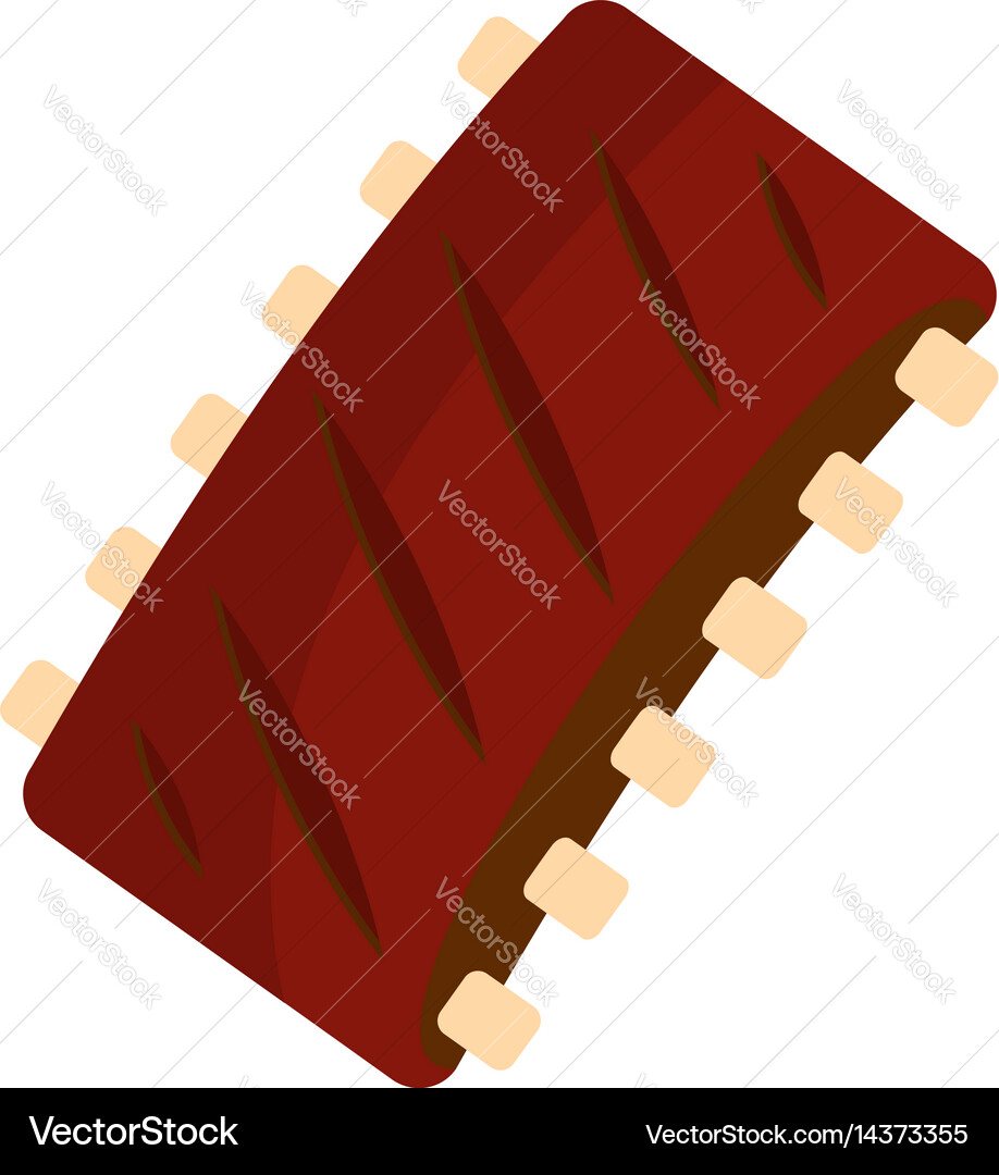 Grilled pork rib meat icon isolated Royalty Free Vector
