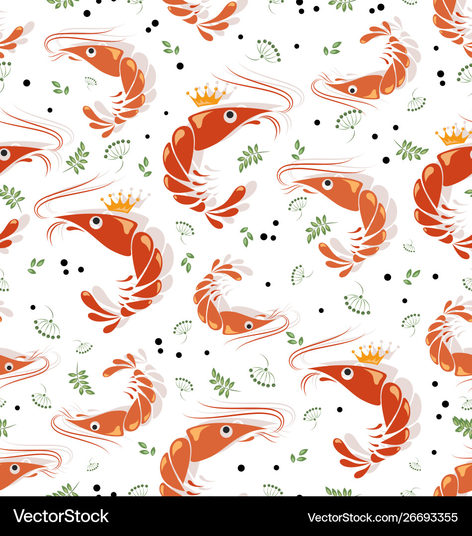 King prawns with spicy herbs seafood Royalty Free Vector