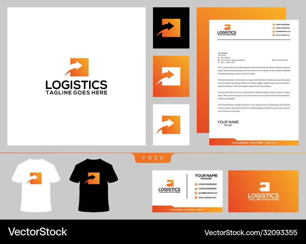 Logistics logo design template and business card Vector Image