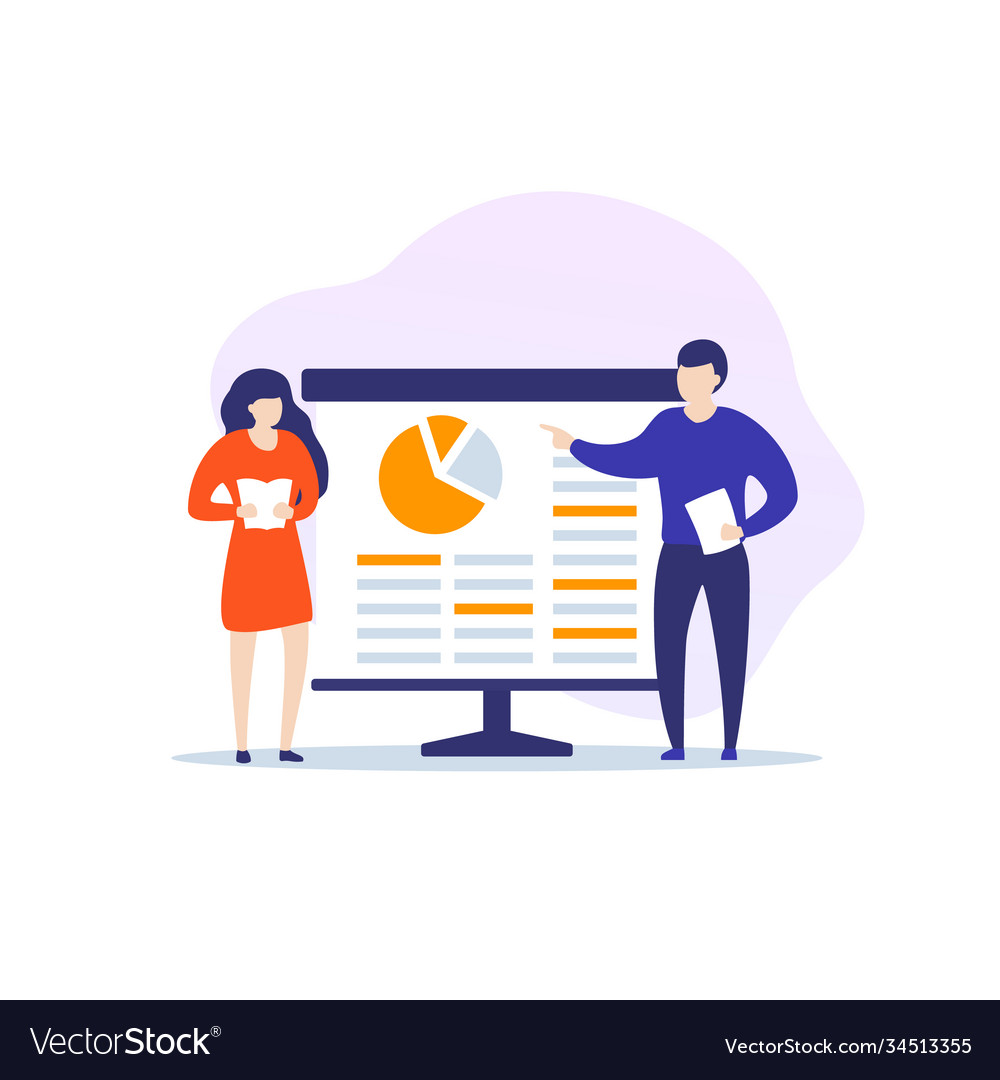 Presentation with statistics data Royalty Free Vector Image