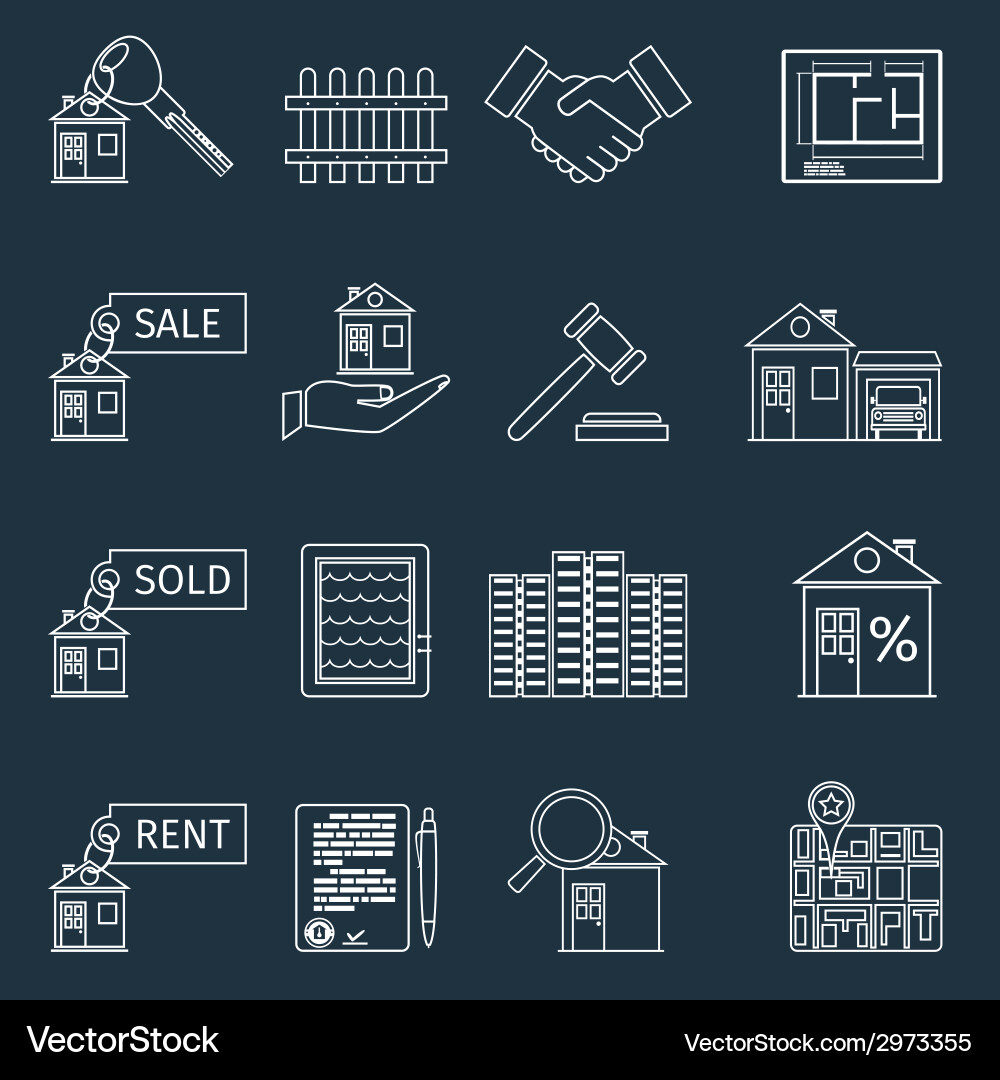 Real estate outline icons Royalty Free Vector Image