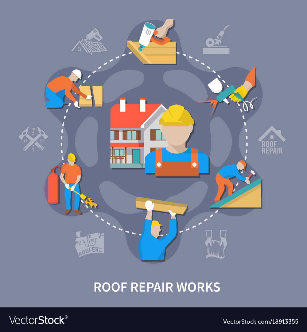Roofer colored composition Royalty Free Vector Image