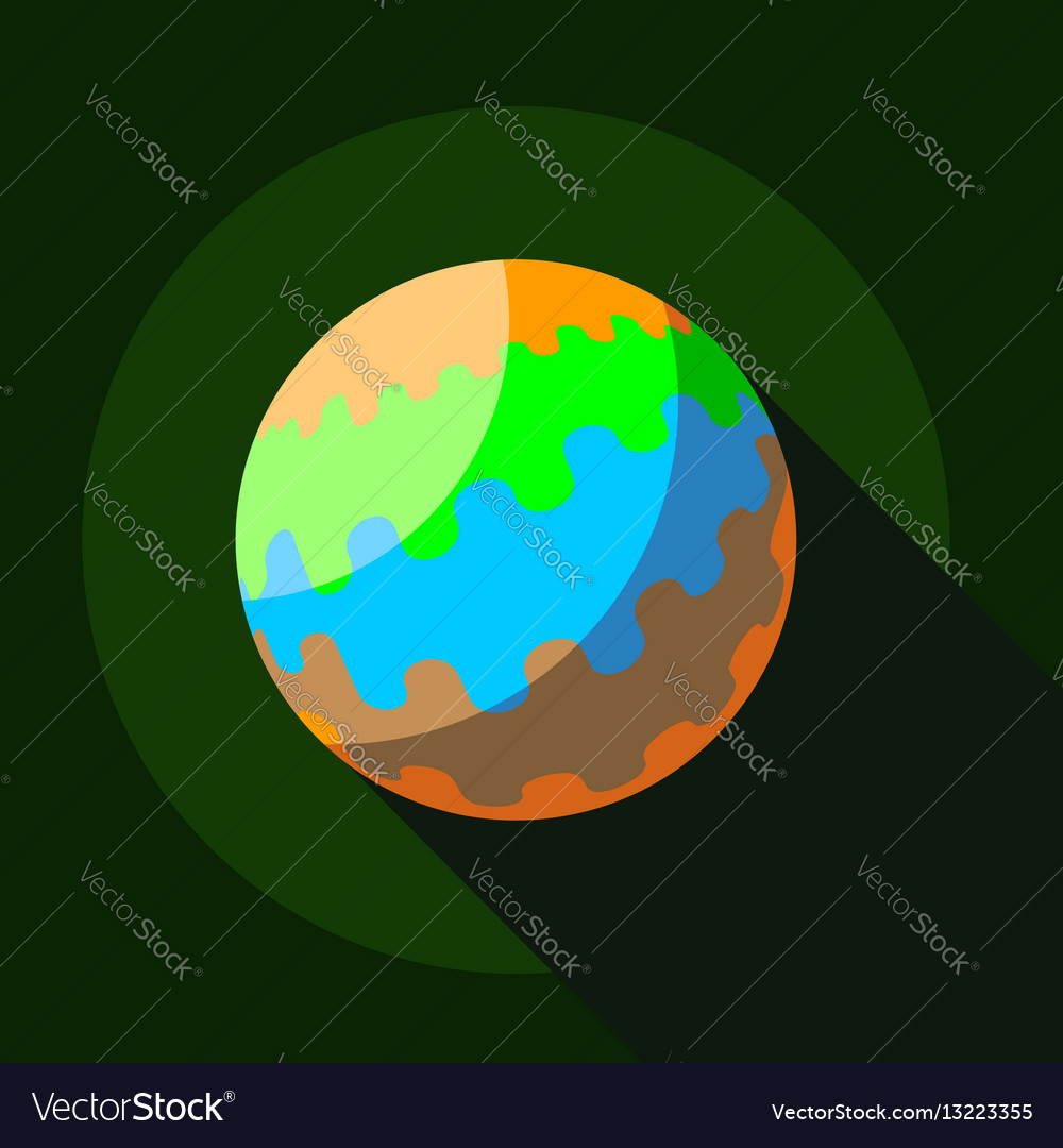 Round planet icon flat style Royalty Free Vector Image