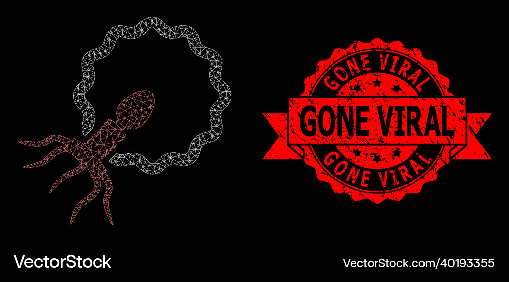 Rubber gone viral stamp seal and web net virus Vector Image
