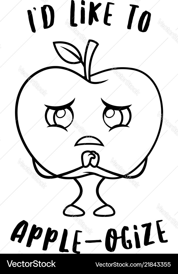 Sad apple fruit Royalty Free Vector Image - VectorStock