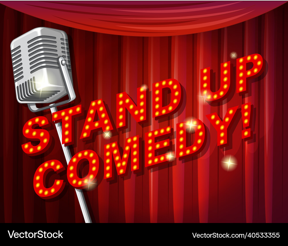 Stand up comedy banner with vintage microphone Vector Image