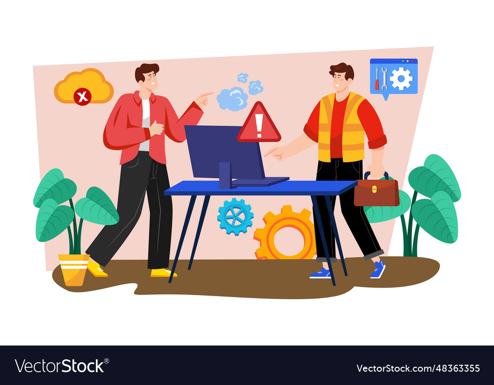Technical support representative troubleshooting Vector Image
